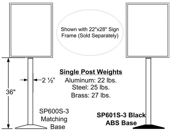 Visiontron 3' Tall Premium Sloped Base Sign Post - *POST ONLY ...