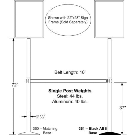 Visiontron 6' Tall Sign Post with Retracta-Belt - 10' Belt - Lollipop ...